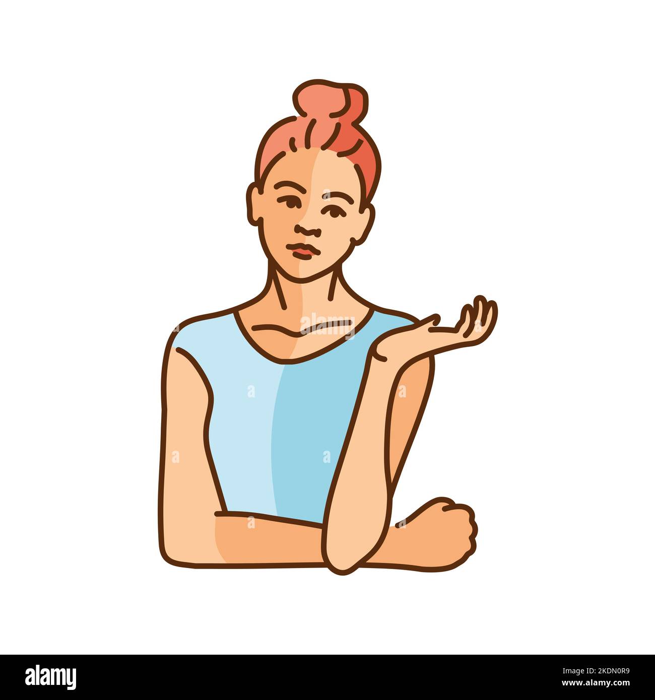 Thinking girl color line illustration Stock Vector Image & Art - Alamy