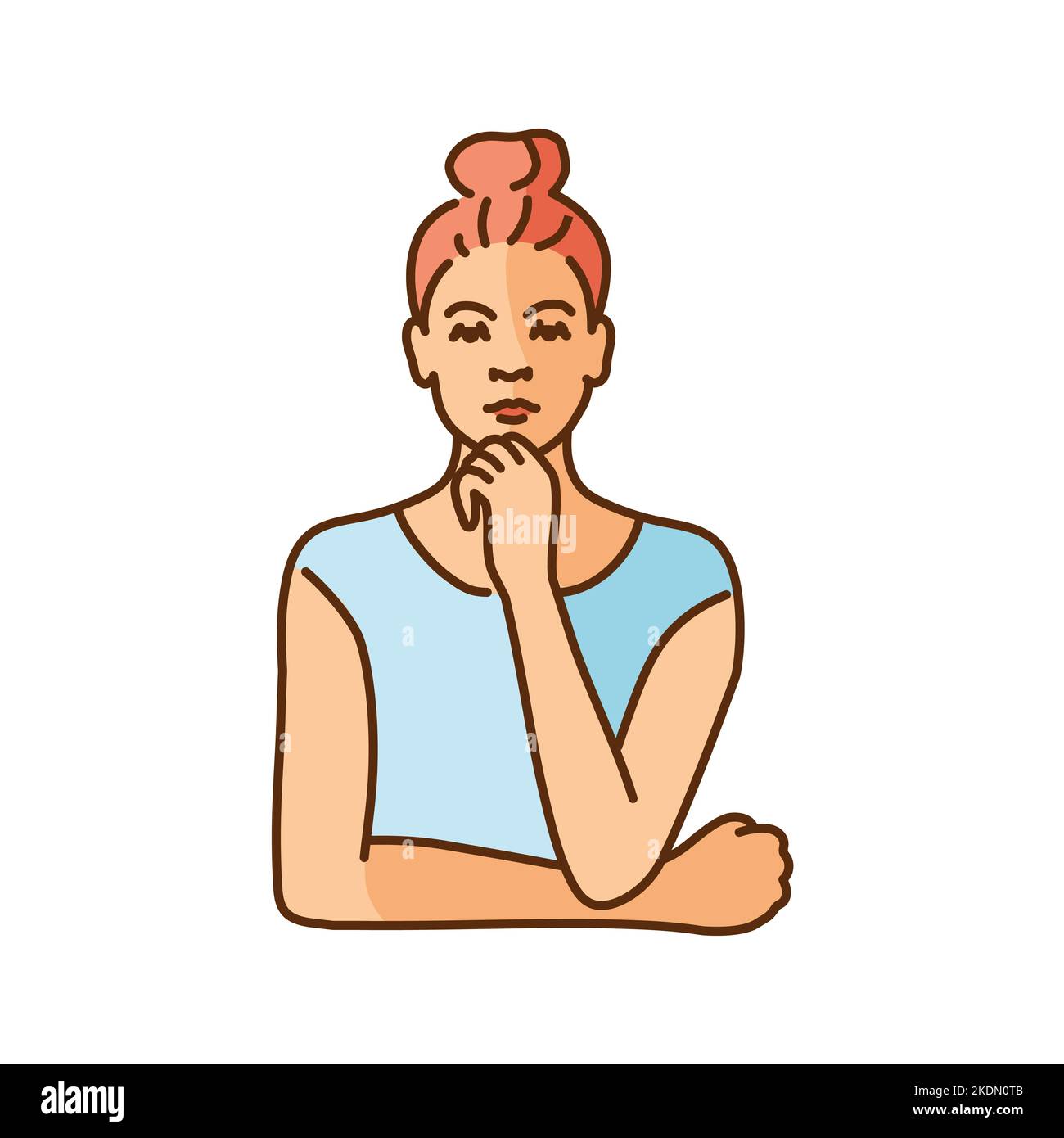 Serious girl color line illustration Stock Vector Image & Art - Alamy