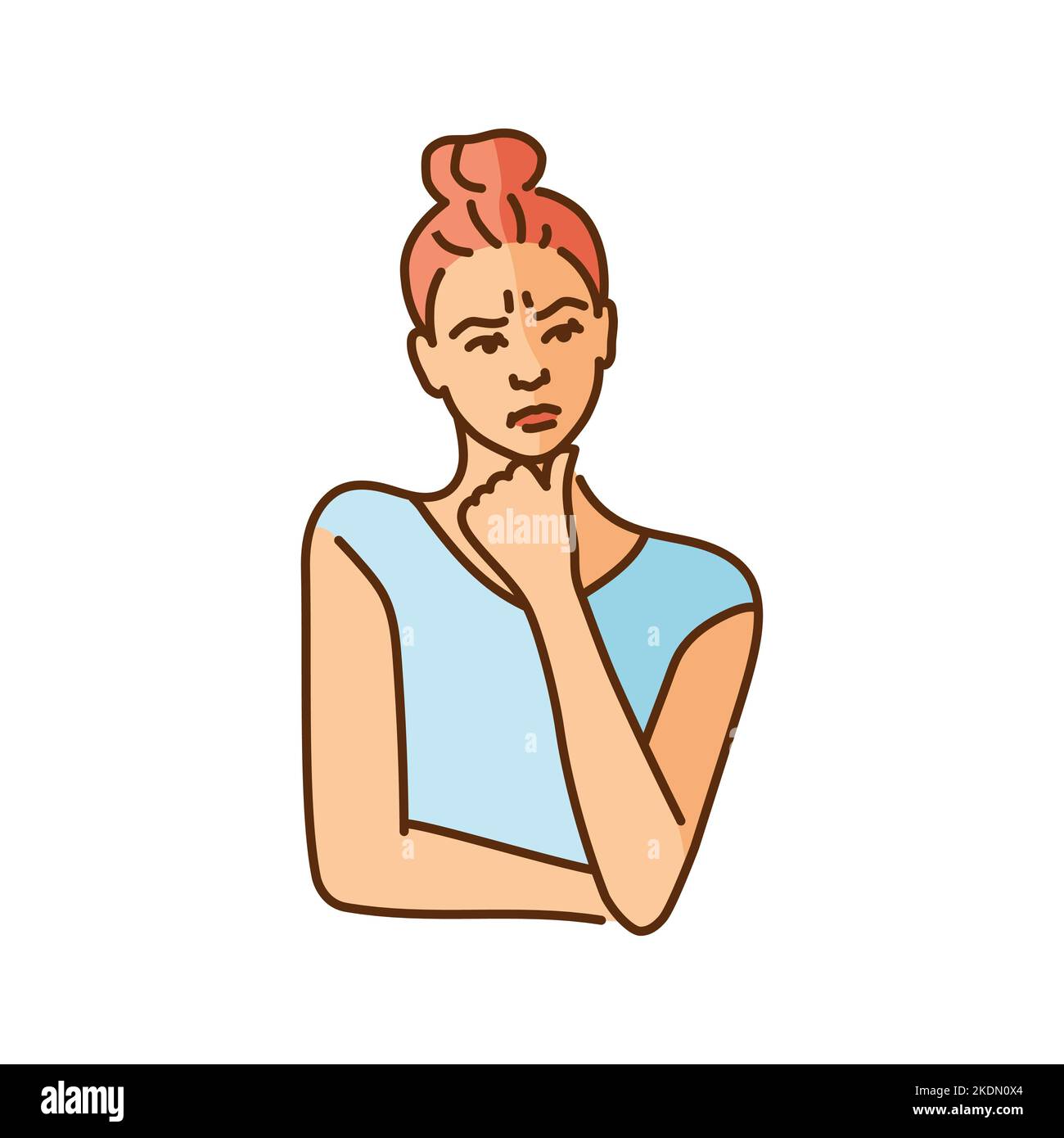 Sad girl in despair color line illustration Stock Vector Image & Art ...