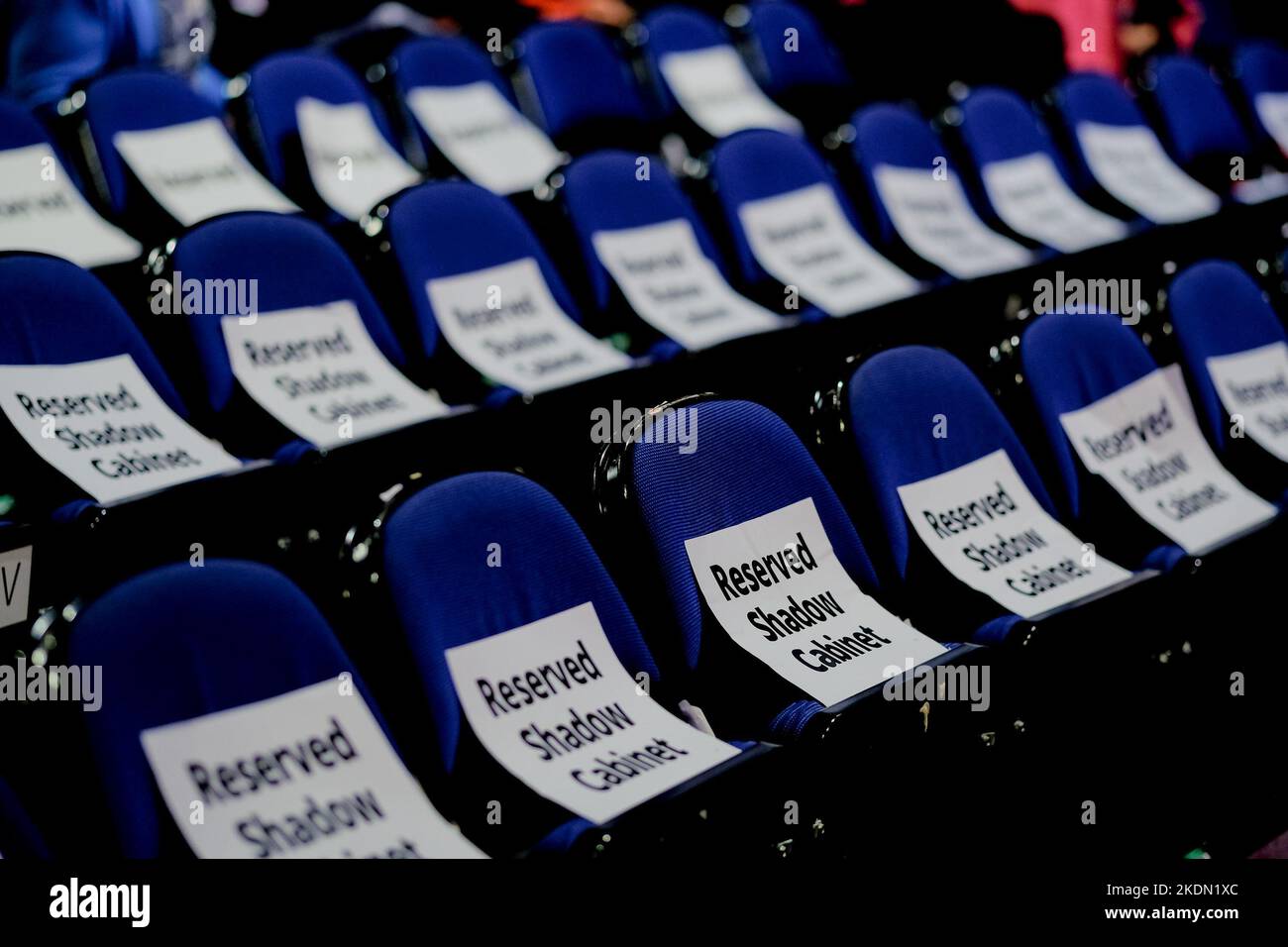 Reserved seats in the conference hall. photographed during the Labour ...