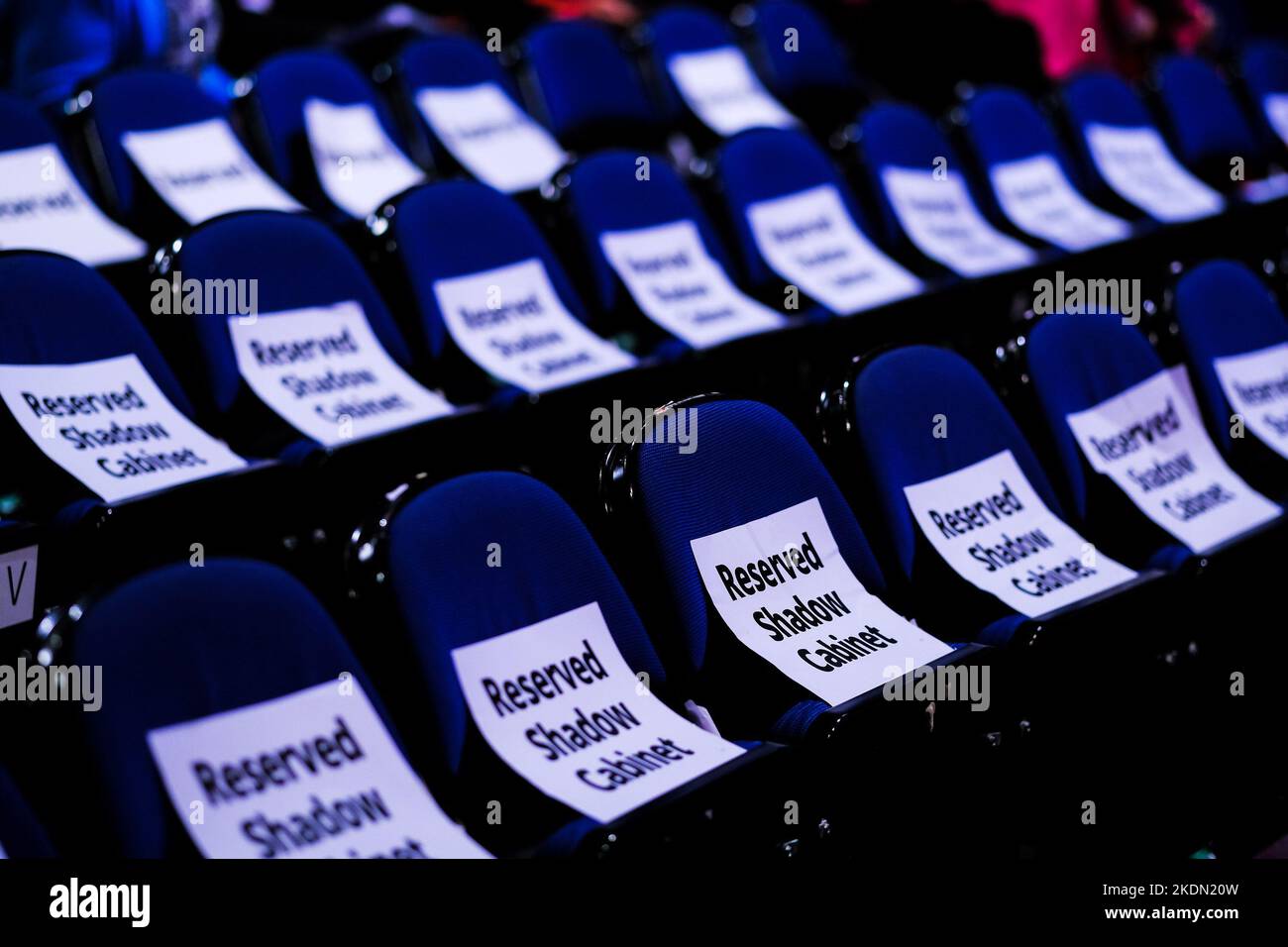 Reserved seats in the conference hall. photographed during the Labour ...