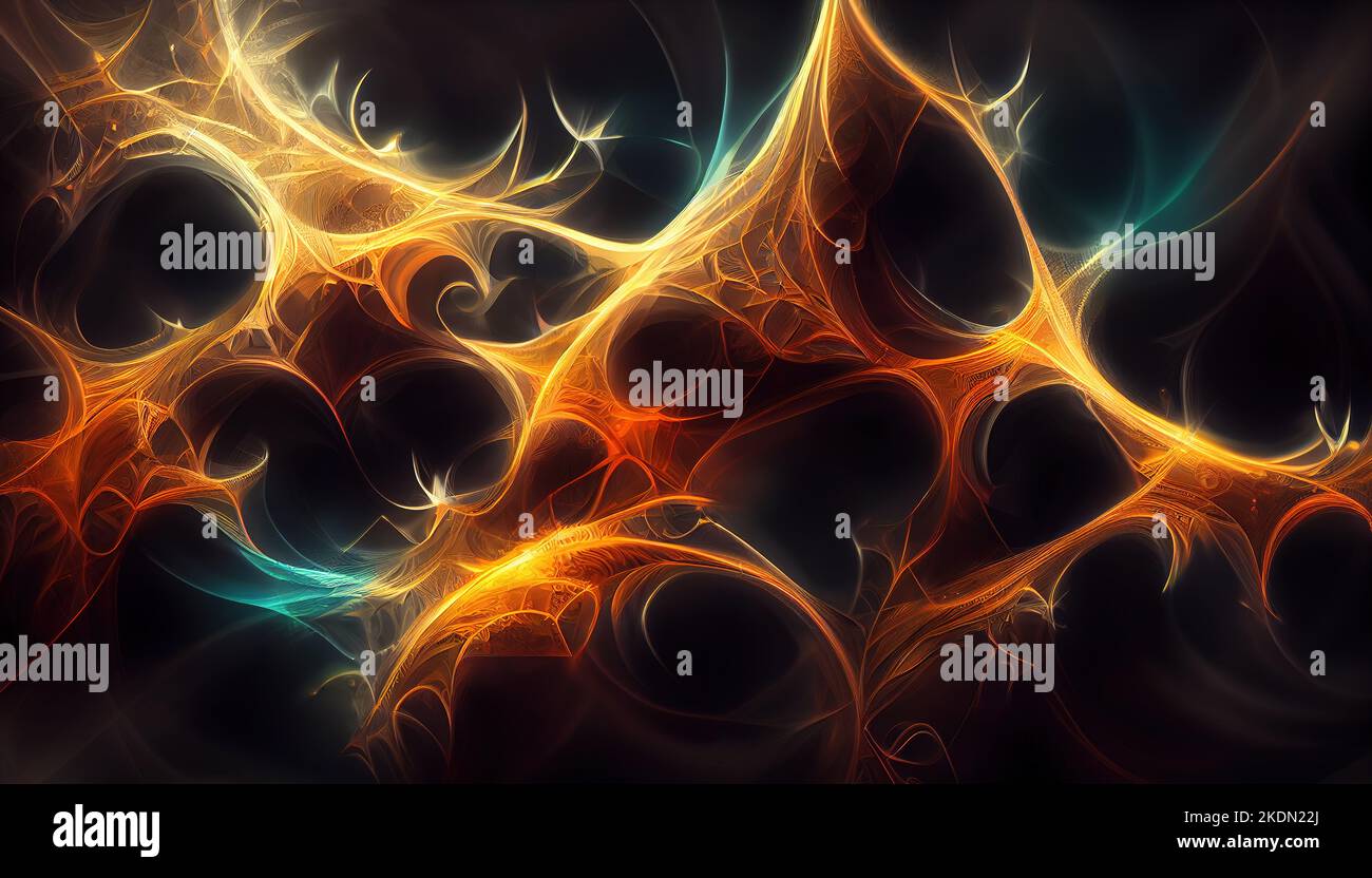 Abstract golden fractal art background of chaotic cosmic energy Stock ...