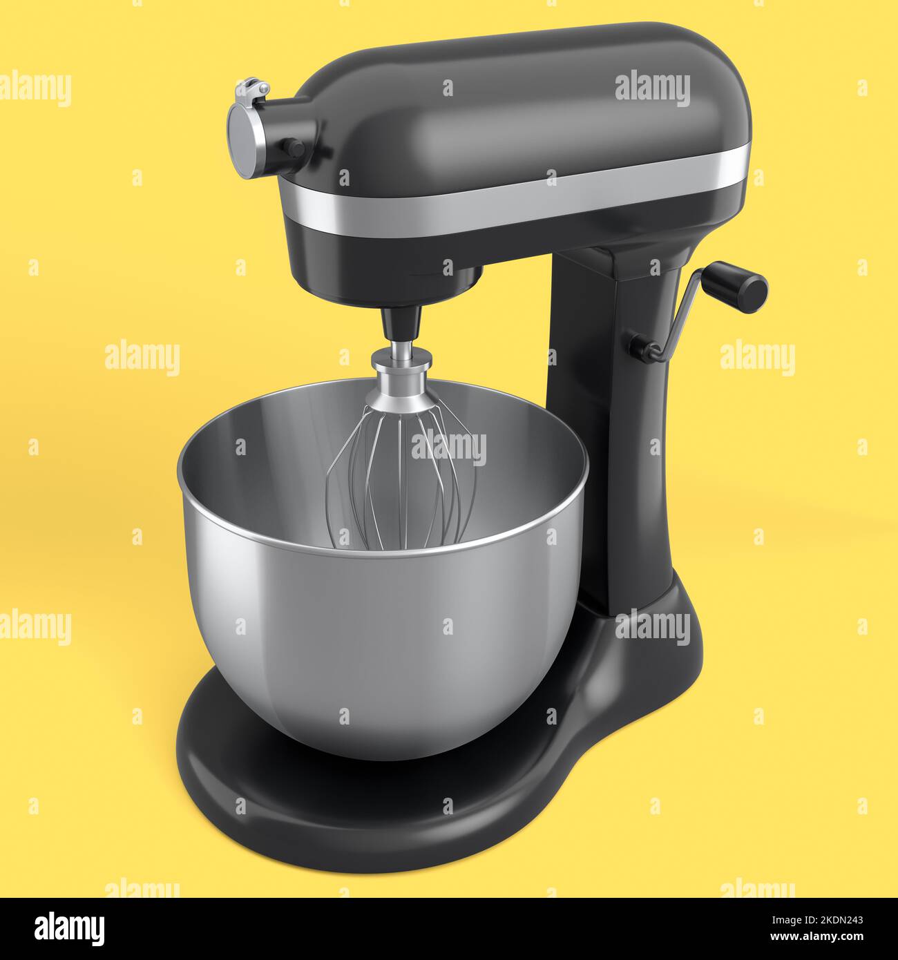 Modern kitchen mixer for baking on a yellow background. 3d render of ...