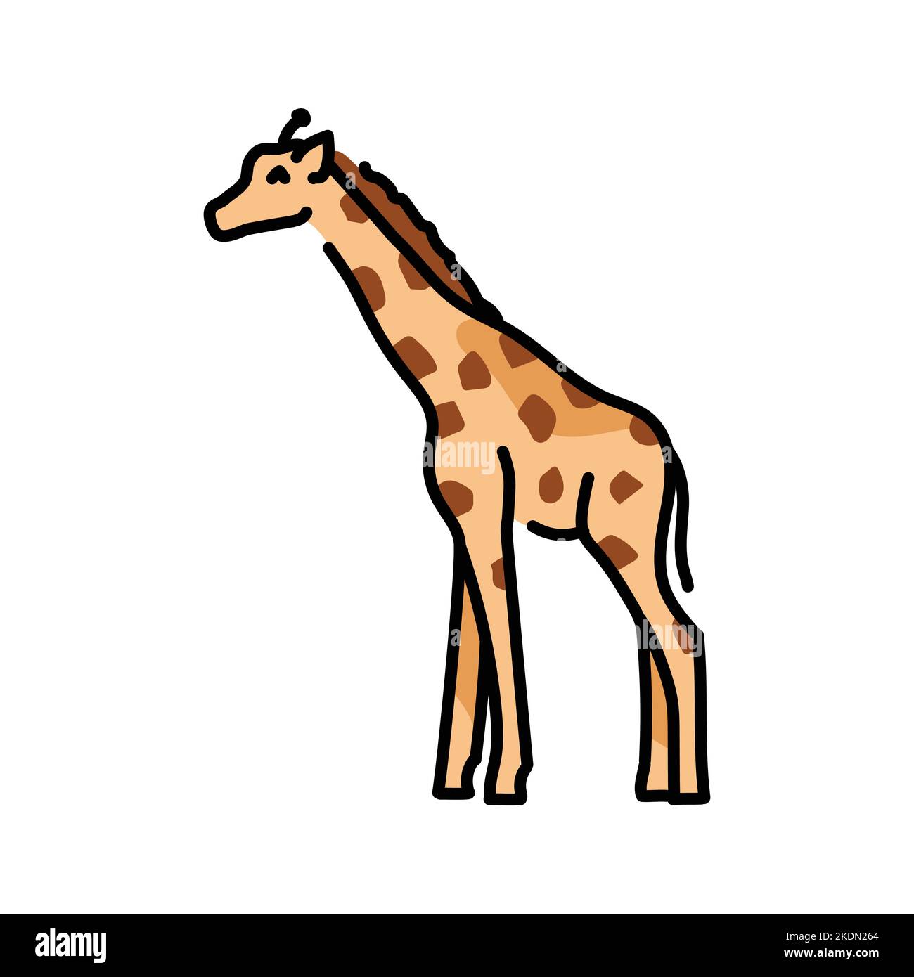 Giraffe color line illustration. Animals of Africa Stock Vector Image ...