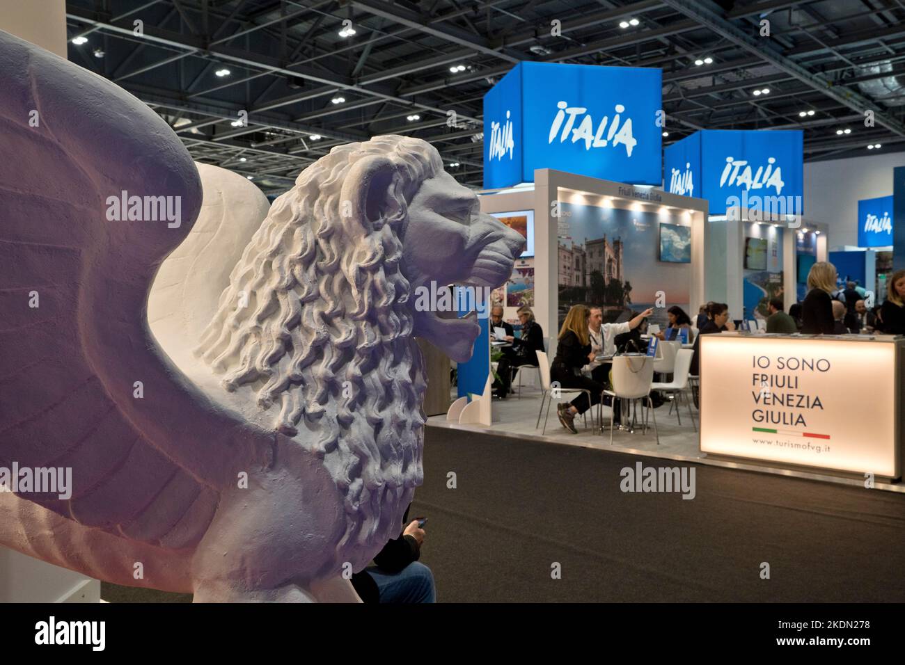 Exhibitors and visitors at the World Travel Market (WTM) 2022 at the ...