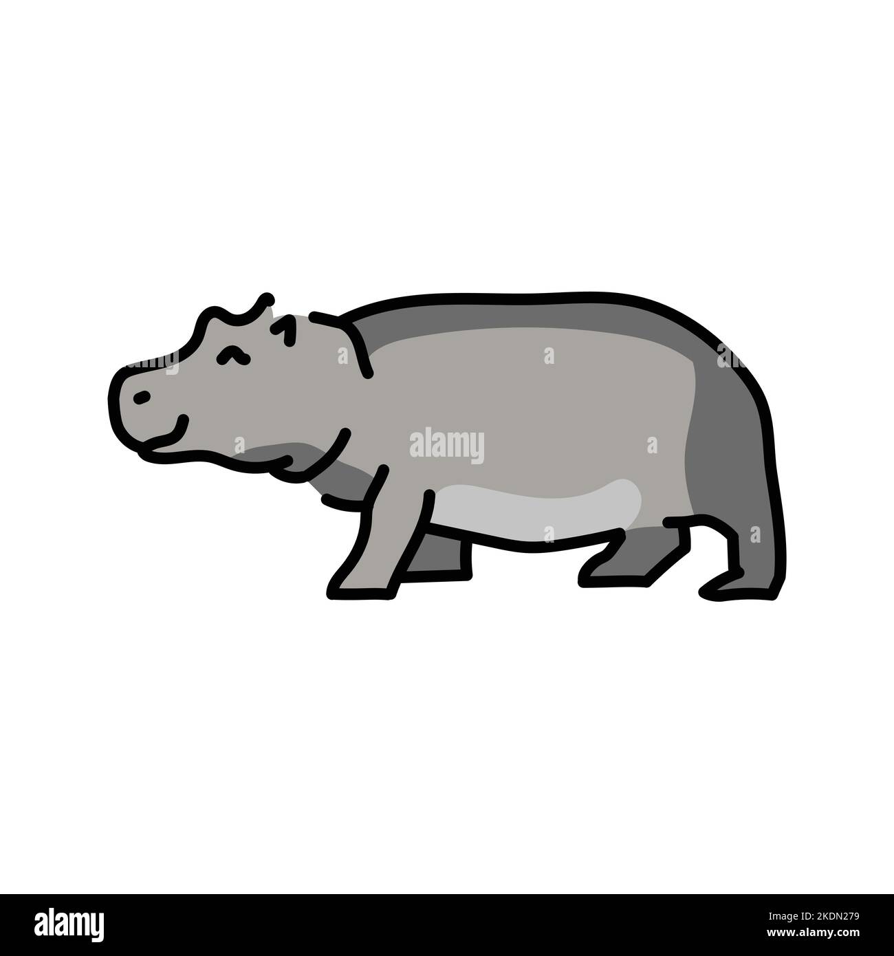 Hippopotamus color line illustration. Animals of Africa Stock Vector ...