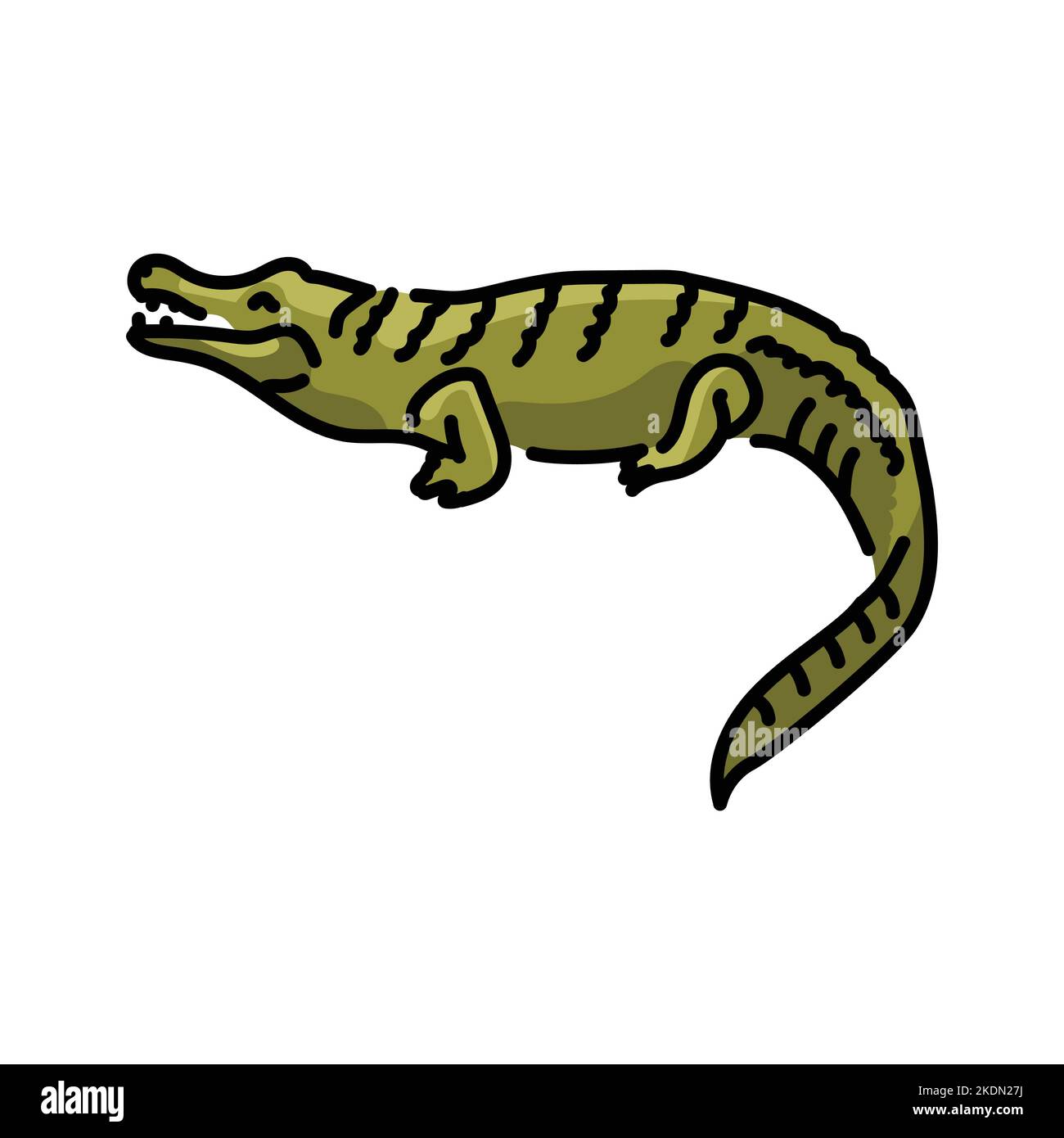 Crocodile color line illustration. Animals of Africa Stock Vector Image ...