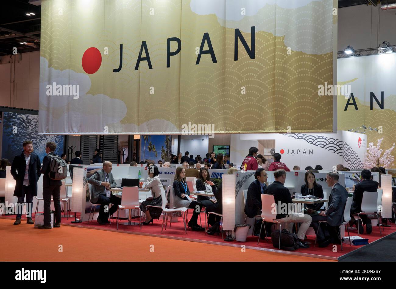 Exhibitors and visitors at the World Travel Market (WTM) 2022 at the ...