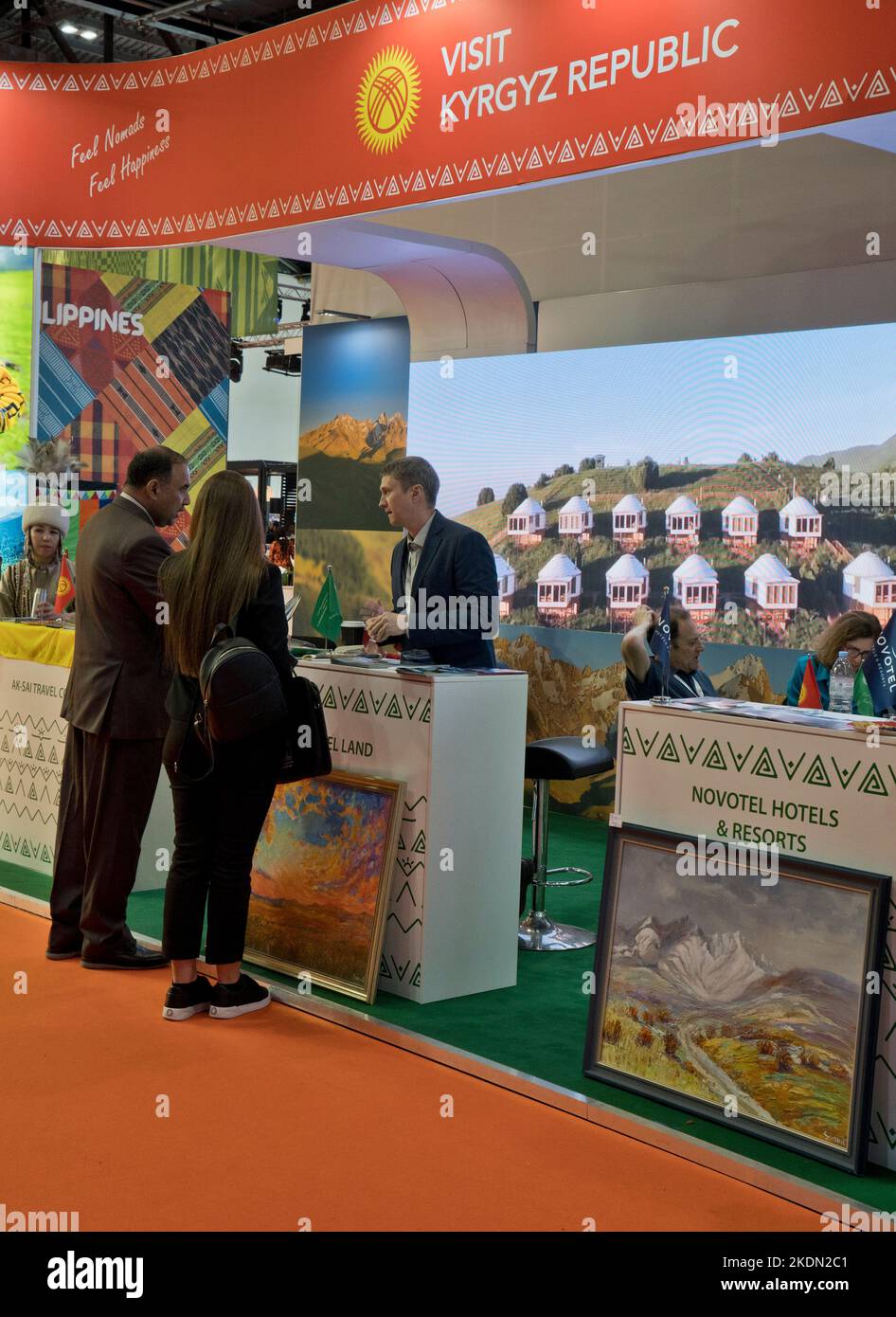 Exhibitors and visitors at the World Travel Market (WTM) 2022 at the Excel Exhibition Centre ...