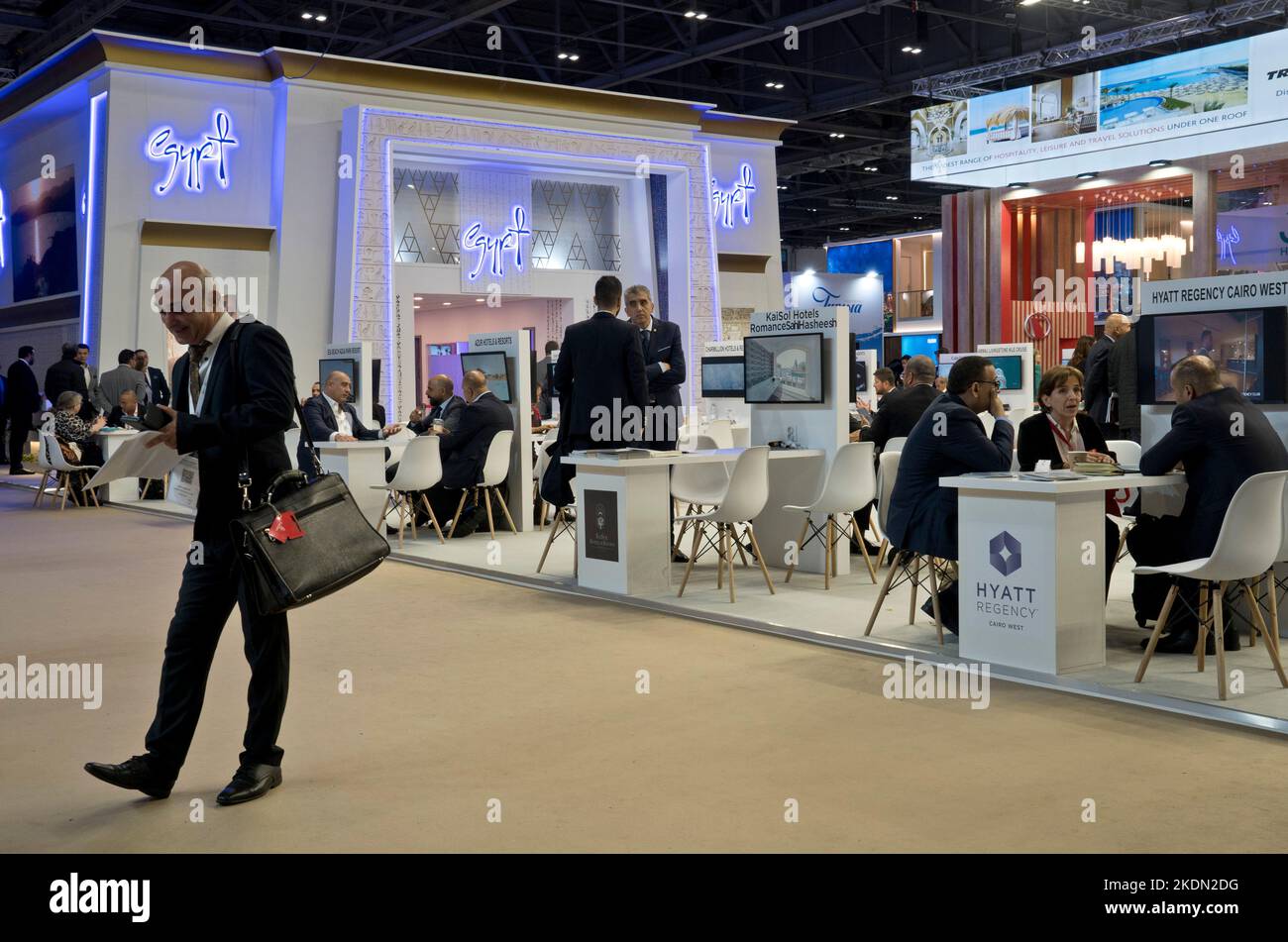 Exhibitors and visitors at the World Travel Market (WTM) 2022 at the ...
