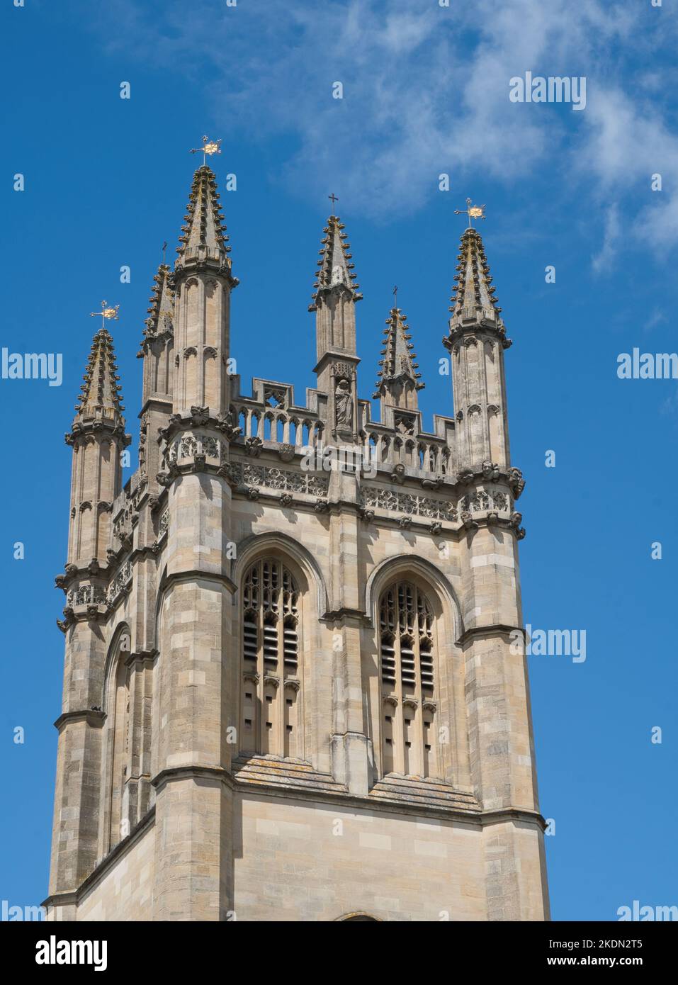 Upper section of Magdalen Tower, Magdalen College, Oxford, Oxfordshire ...