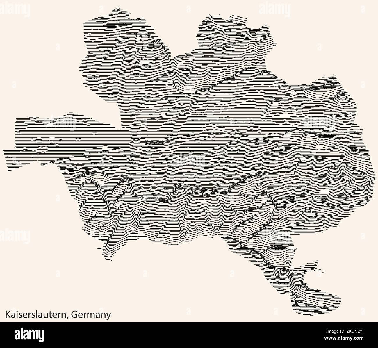 Topographic relief map of the city of KAISERSLAUTERN, GERMANY with ...