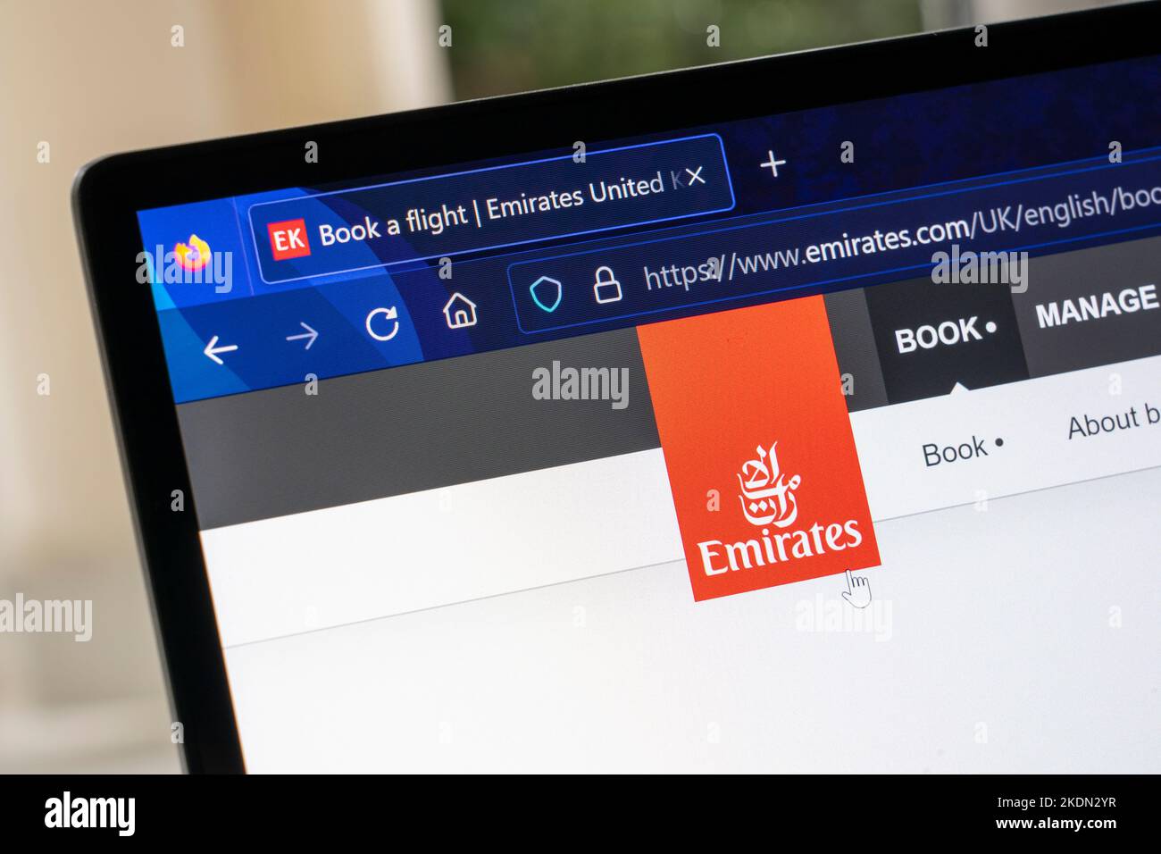 Flight booking website page for Emirates is one of two flag carriers of ...