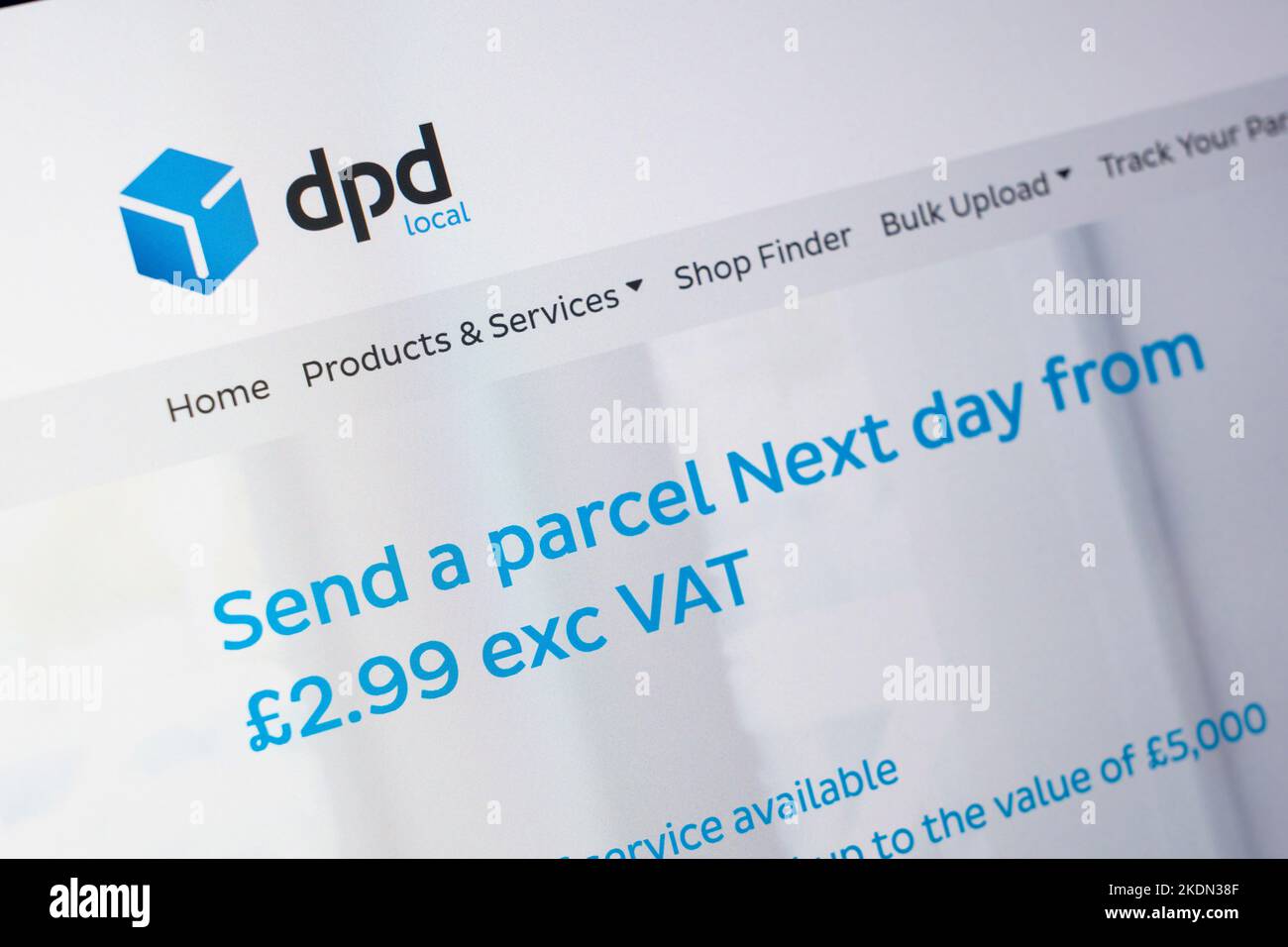 DPD title and logo on its website home page on a laptop - part of ...