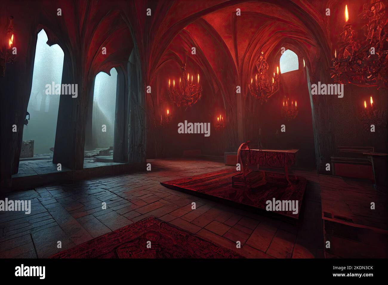 Gothic interior of a Transylvania vampire castle of Dracula for ...