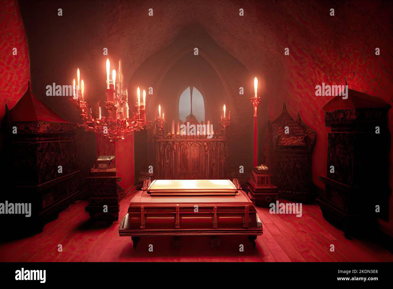 An old vampire castle set in a theme of horror for Halloween games is ...