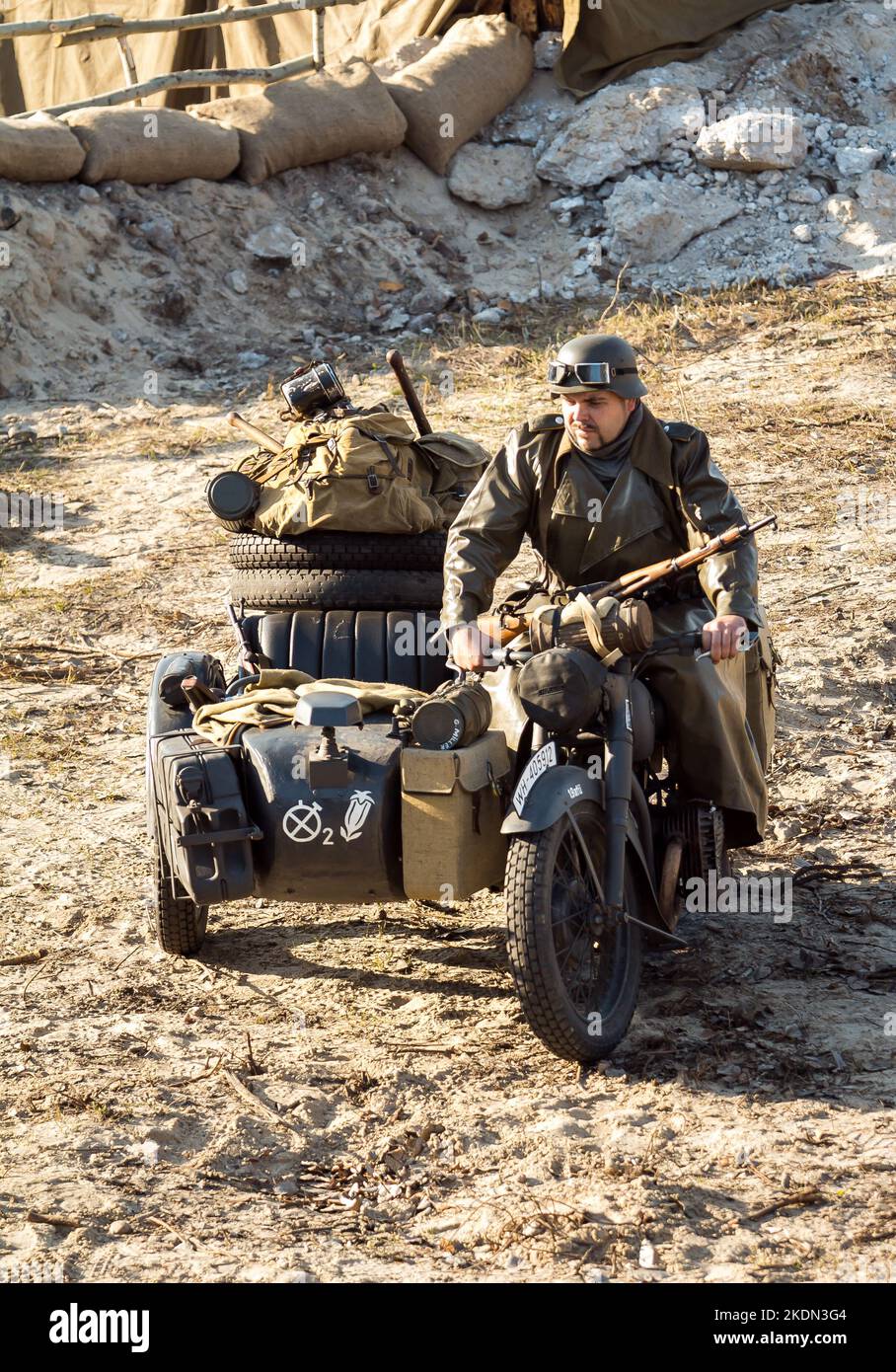 Dnepr, Ukraine - 10.29.2013: Military enactment show of WW2 period with ...