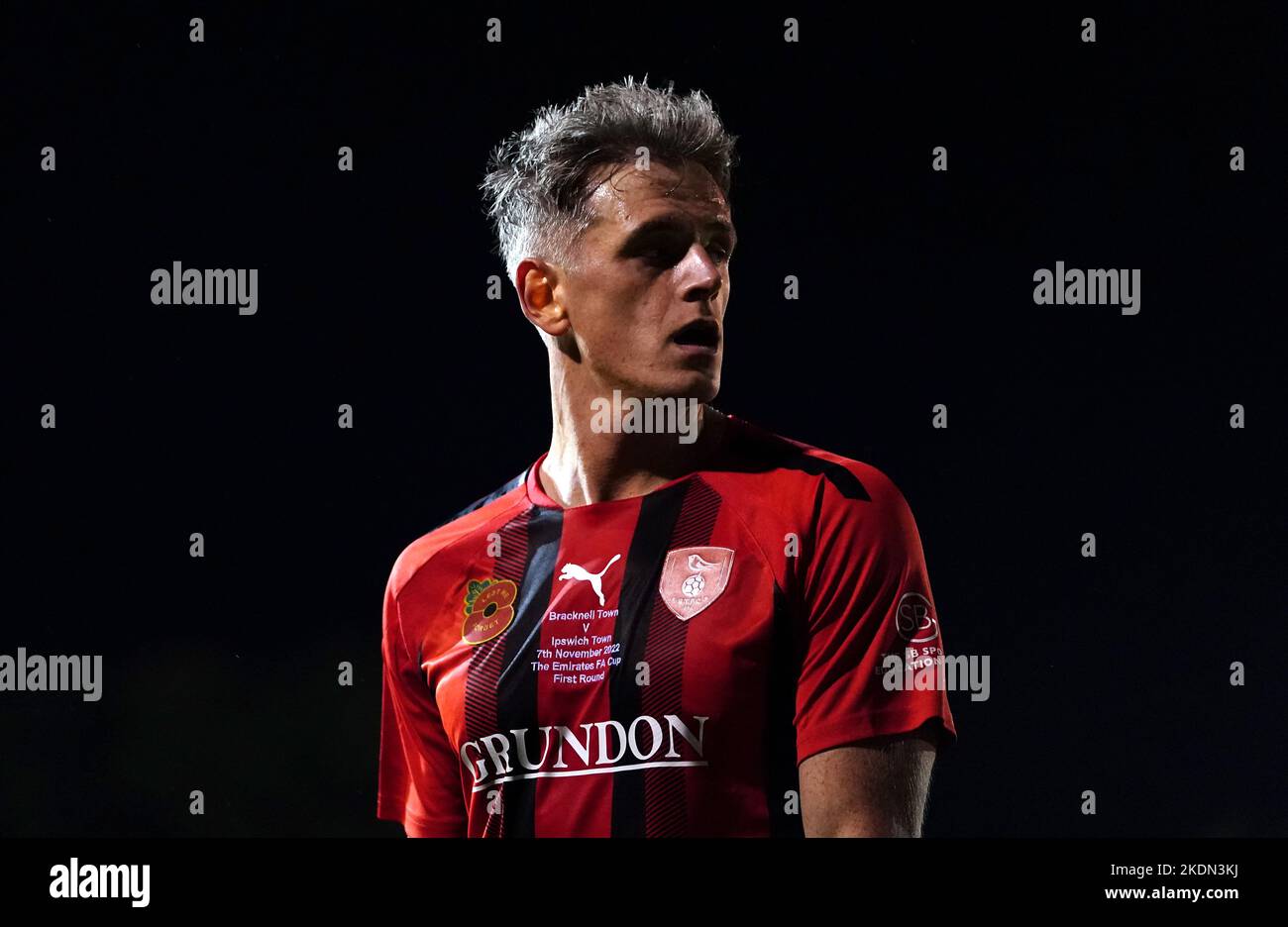 Bracknell Town’s Max Herbert during the Emirates FA Cup first round ...