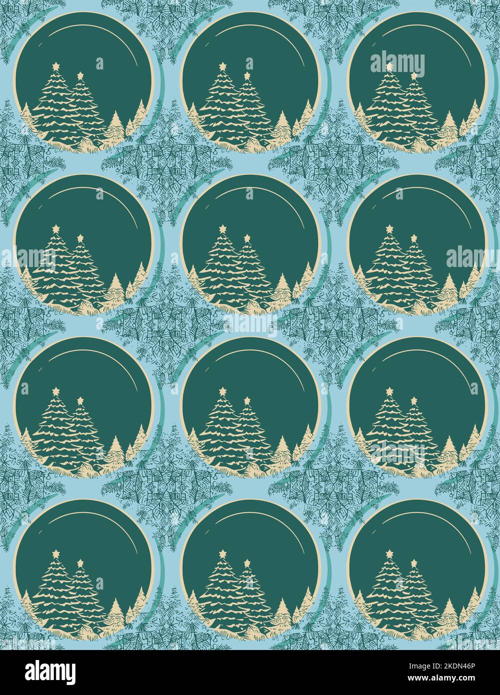 Seamless Christmas tree pattern, festive colors, vector Stock Vector ...