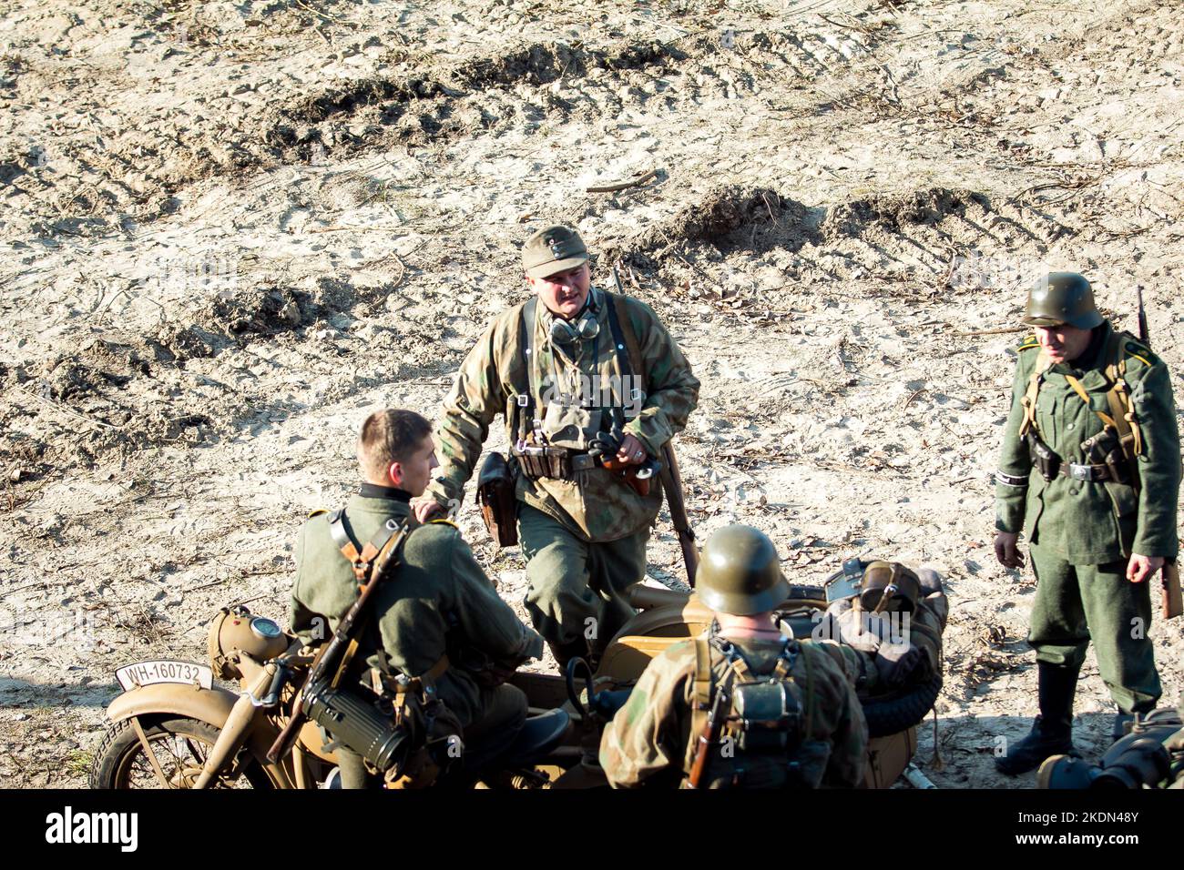 Dnepr, Ukraine - 10.29.2013: Military enactment show of WW2 period with ...