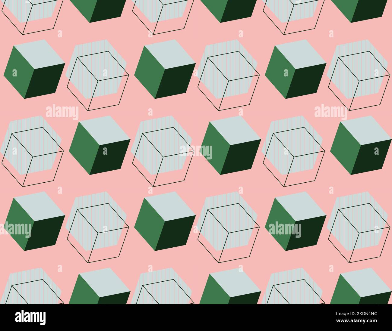 Vector cubes, optical illusion, seamless mosaic, punchy forms and colors that demand attention ...