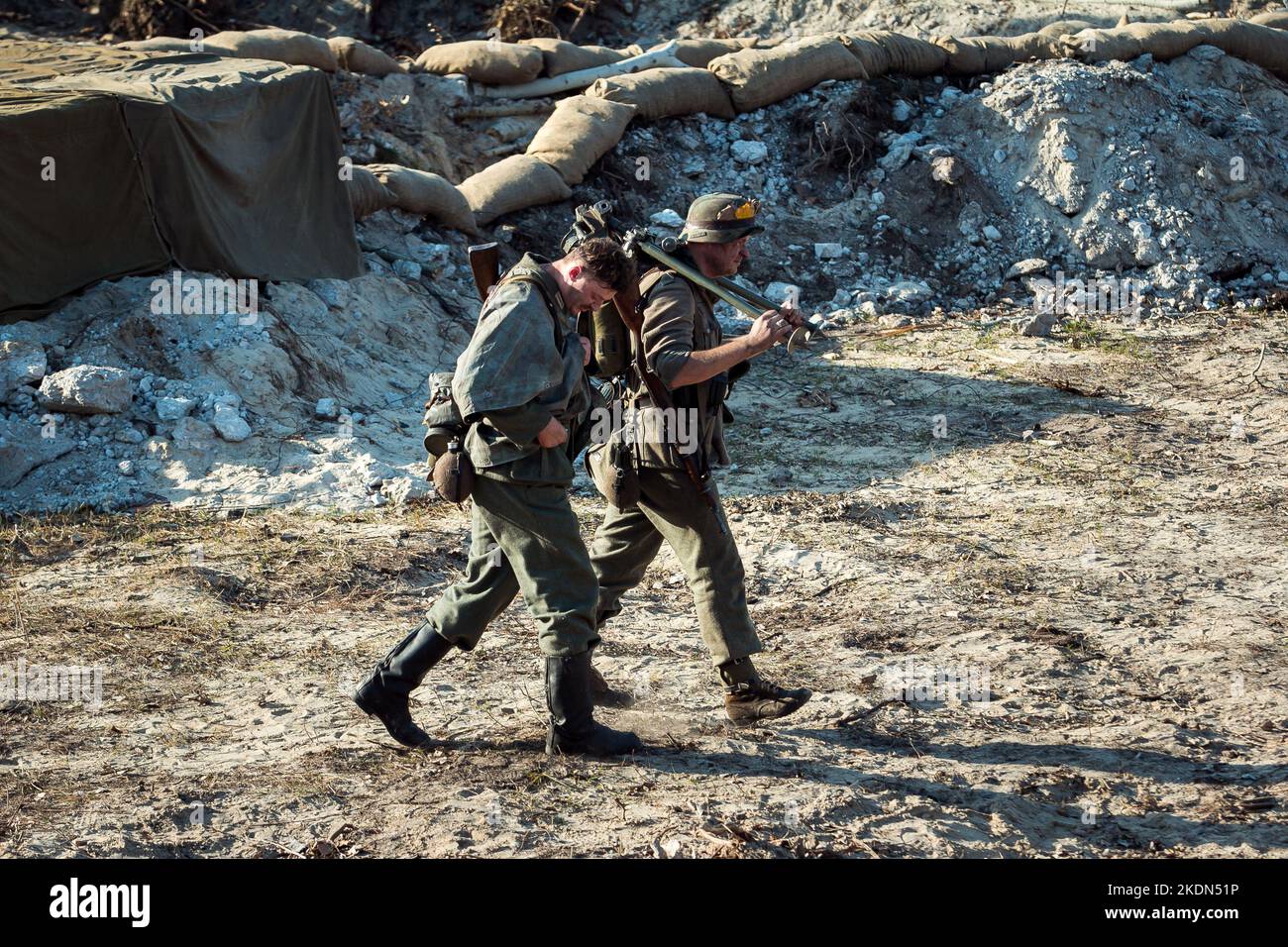 Dnepr, Ukraine - 10.29.2013: Military enactment show of WW2 period with ...