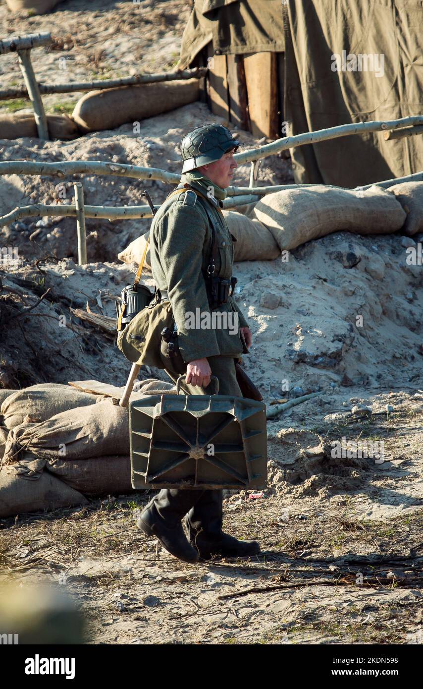 Dnepr, Ukraine - 10.29.2013: Military enactment show of WW2 period with ...