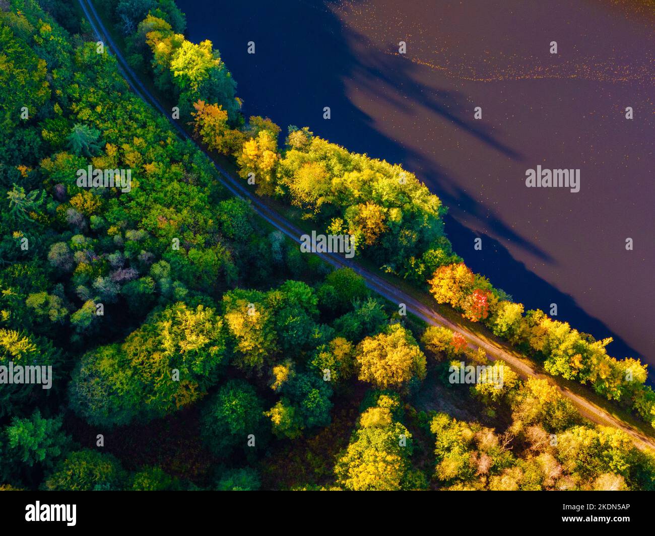 Aerial view of green mountains and river , view from above Stock Photo ...