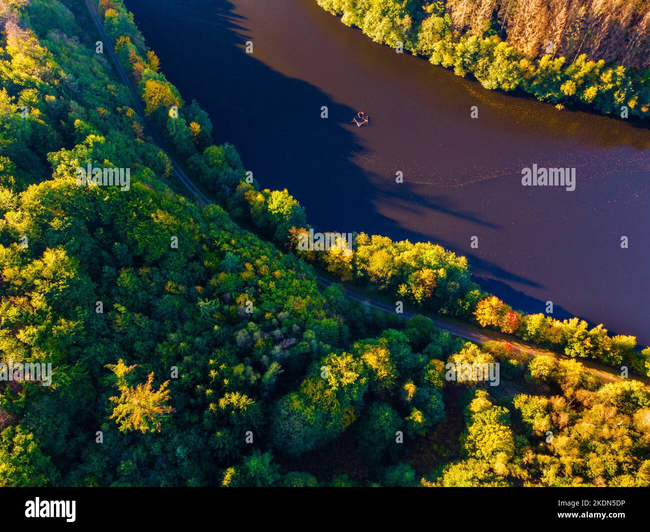 Aerial view of green mountains and river , view from above Stock Photo ...