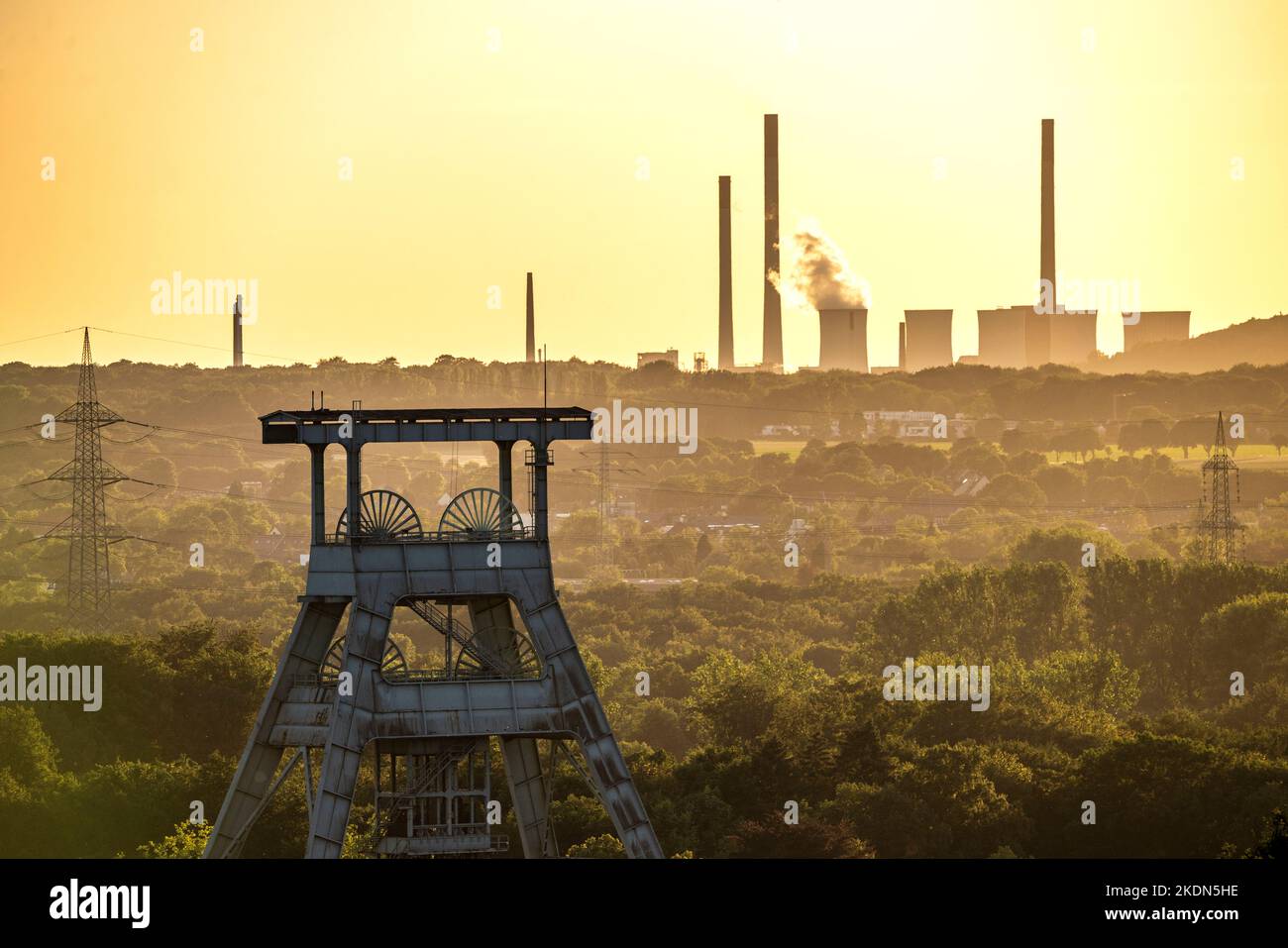 EON coal-fired power plant Scholven, Gelsenkirchen, in the back, in the ...