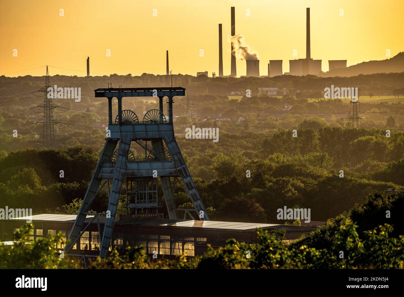 EON coal-fired power plant Scholven, Gelsenkirchen, in the back, in the ...