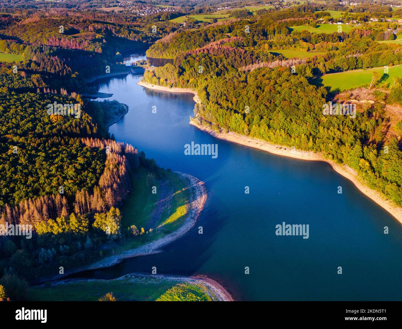 Aerial view of green mountains and river , view from above Stock Photo ...