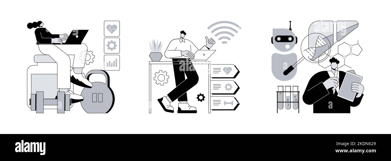 Health-focused technology abstract concept vector illustration set ...