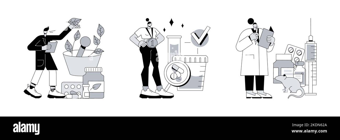 Pharmaceutical business abstract concept vector illustration set ...