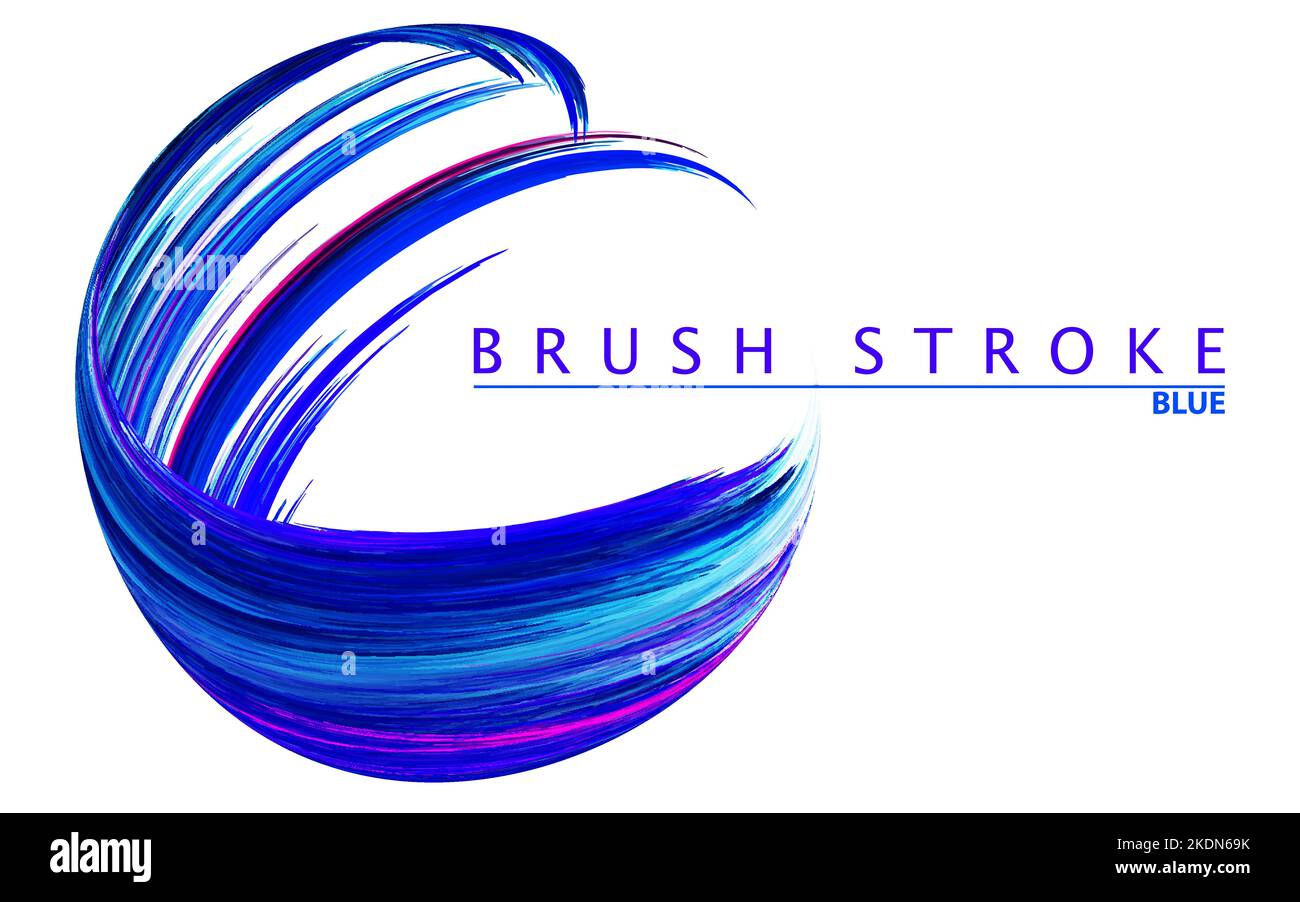 Abstract blue, magenta and ultramarine brushstroke on white background ...