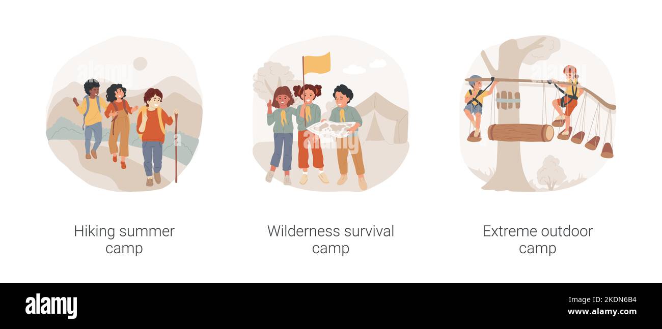 Summer camps for gradeschoolers isolated cartoon vector illustration ...