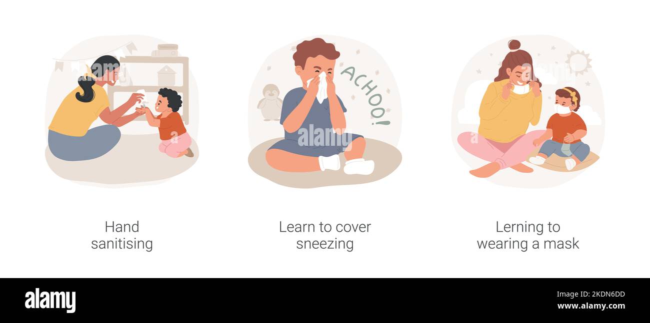 Personal hygiene skills in early education isolated cartoon vector ...