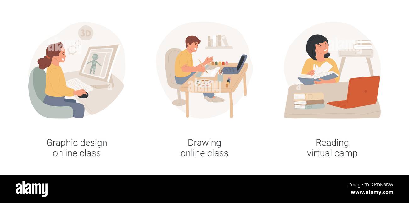 Virtual camps for schoolgraders isolated cartoon vector illustration ... Virtual camps for schoolgraders isolated cartoon vector illustration ...