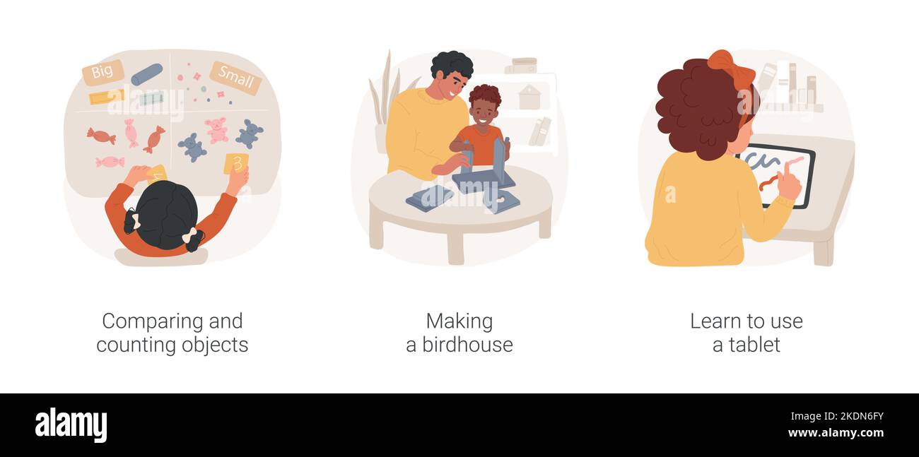 Cognitive skills development in early education isolated cartoon vector ...