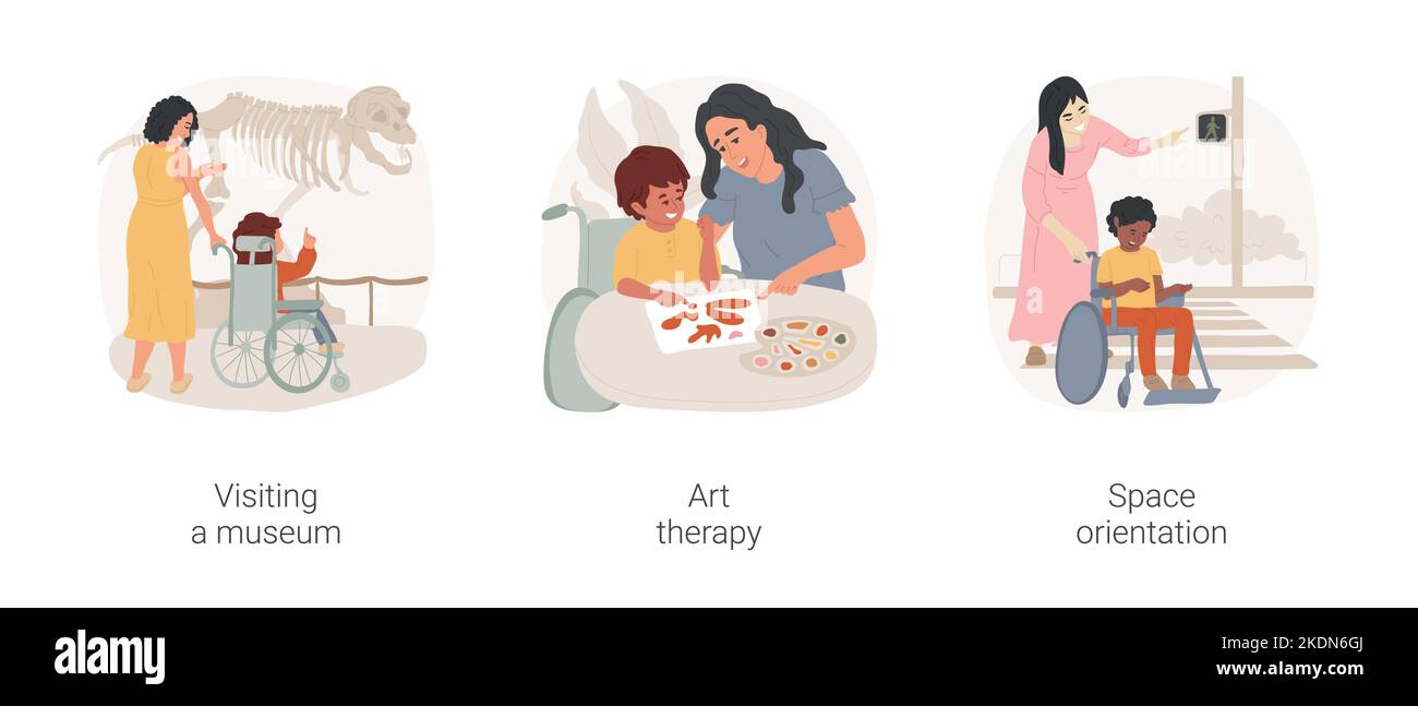 Social skills and inclusion activities isolated cartoon vector ...