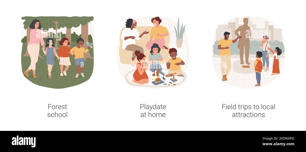 Real life socialization of homeschoolers isolated cartoon vector ...