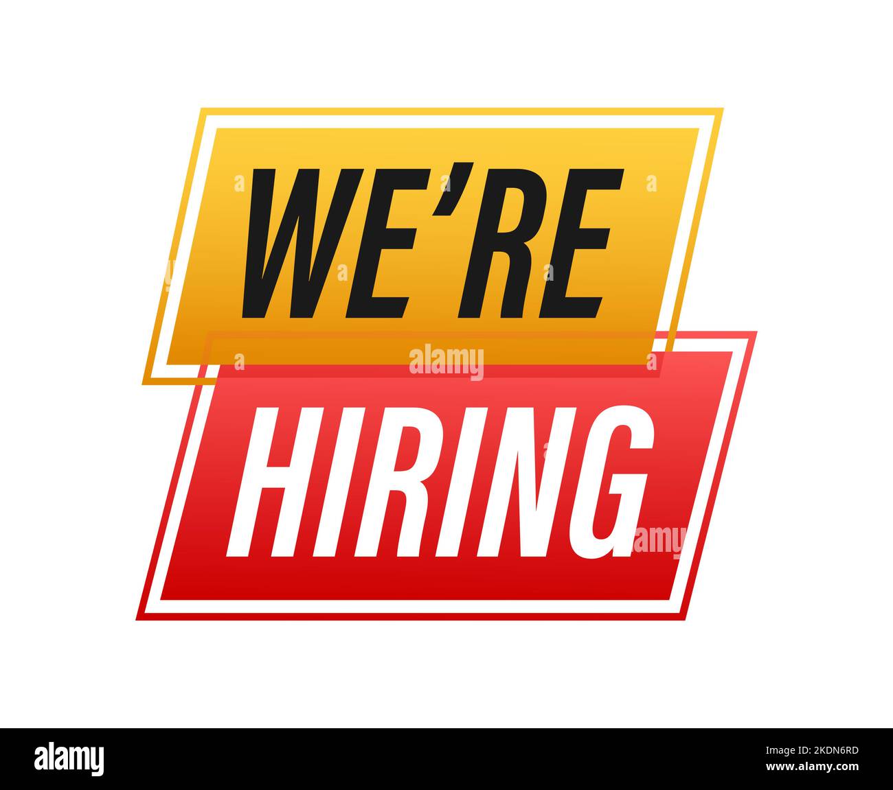 We re hiring. White text on blue background. Vector illustration Stock ...