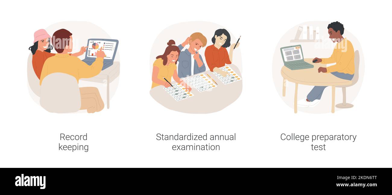Middle and high school student testing isolated cartoon vector ...