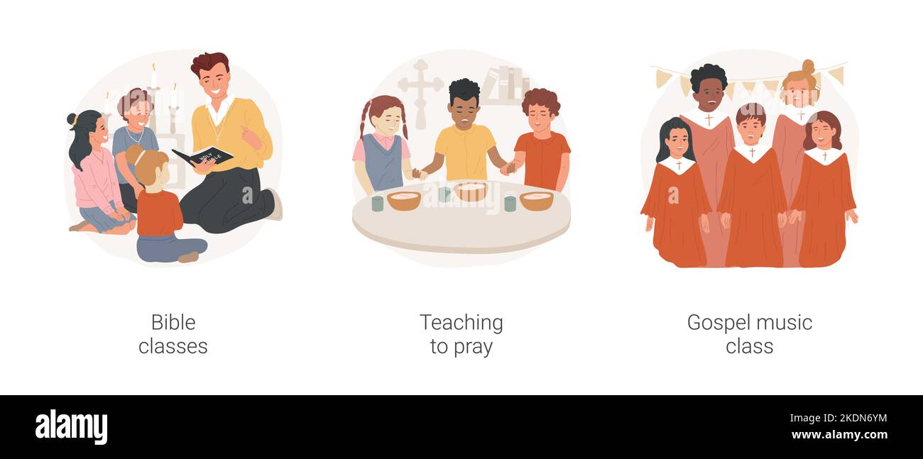 Christian catholic school isolated cartoon vector illustration set ...