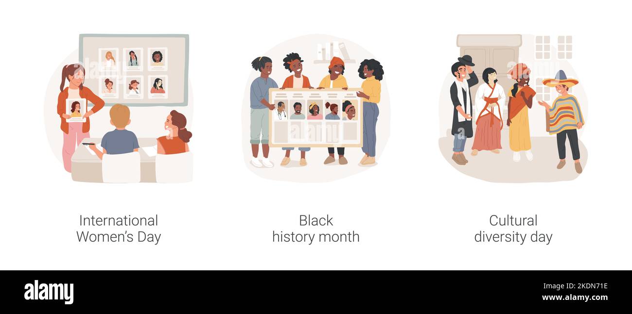 School awareness campaigns isolated cartoon vector illustration set ...