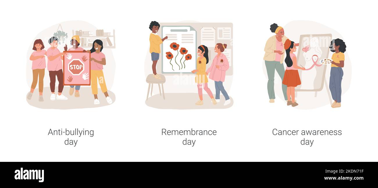 Special school days isolated cartoon vector illustration set. Anti ...