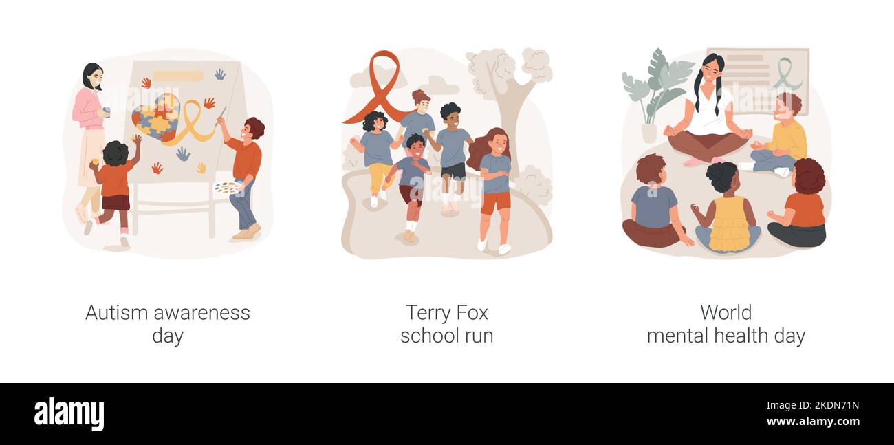 School awareness campaign isolated cartoon vector illustration set ...