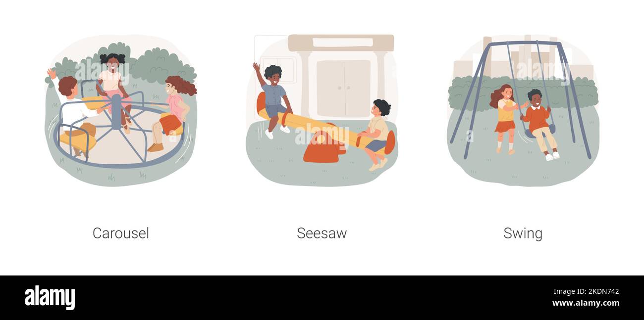 School playground facilities isolated cartoon vector illustration set ...