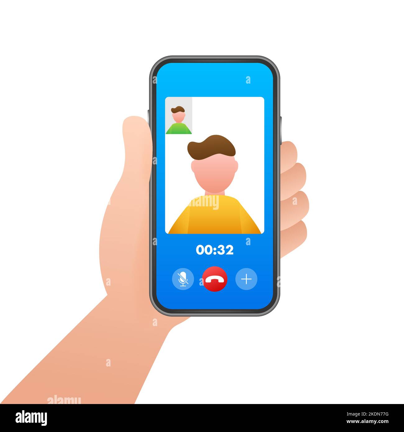 Incoming video call on laptop. Laptop with incoming call, man profile ...