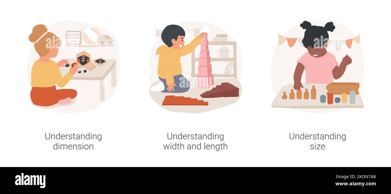 Visual discrimination Montessori lesson isolated cartoon vector ...